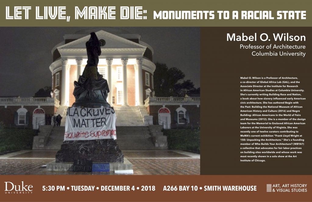 Mabel O. Wilson - "Let Live, Make Die: Monuments to a Racial State ...